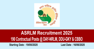 ASRLM Recruitment 2025 – 190 Contractual Posts @ DAY-NRLM, DDU-GKY ...
